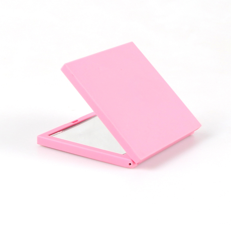 Black Pocket Square Double Sided Makeup Mirror Rubber Coating
