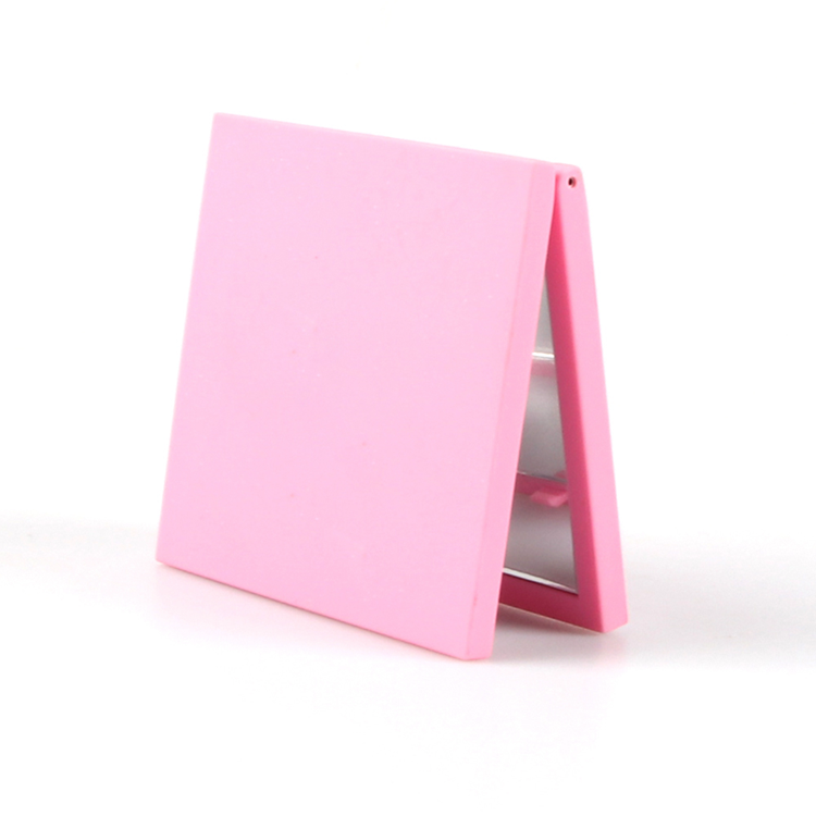 Black Pocket Square Double Sided Makeup Mirror Rubber Coating